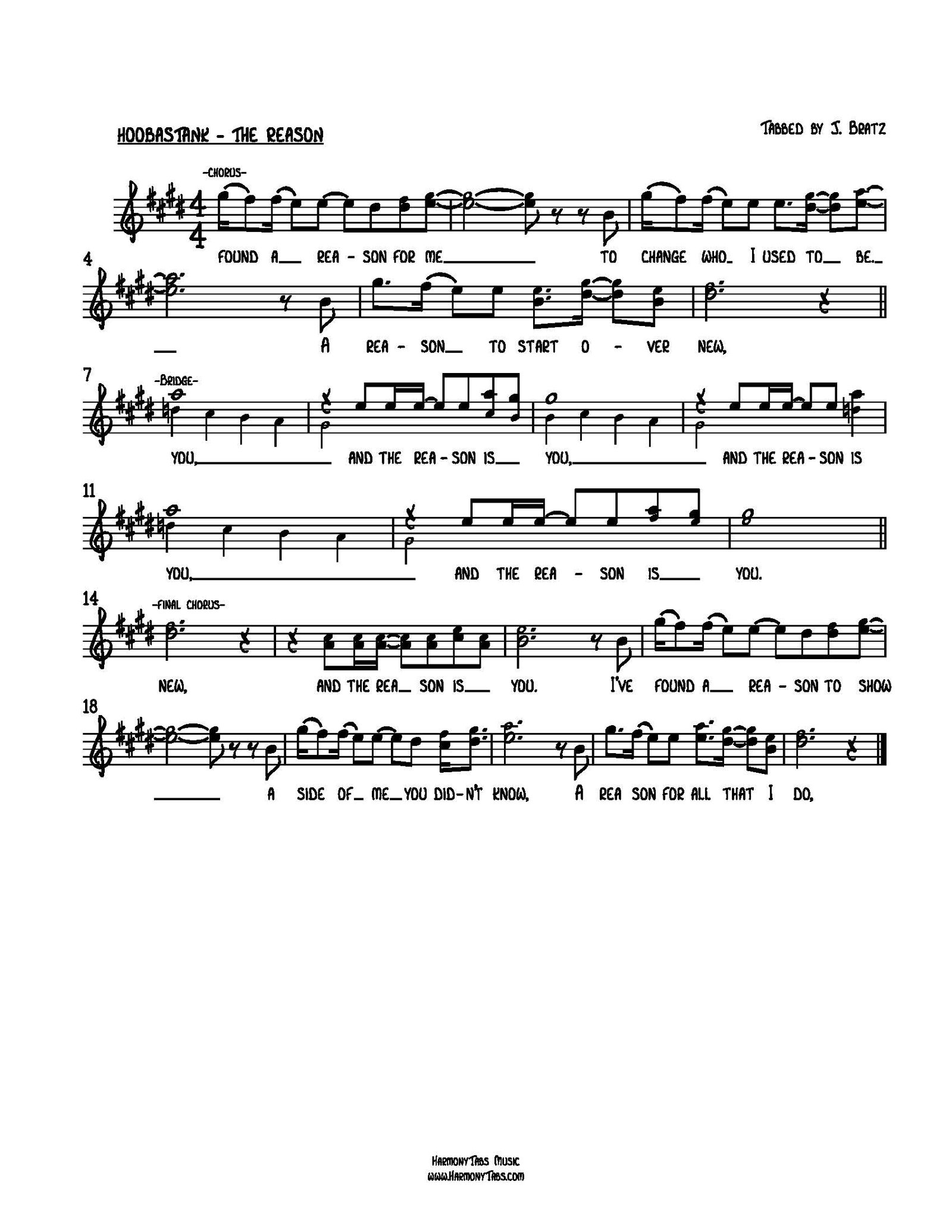 Hoobastank The Reason Guitar Chords